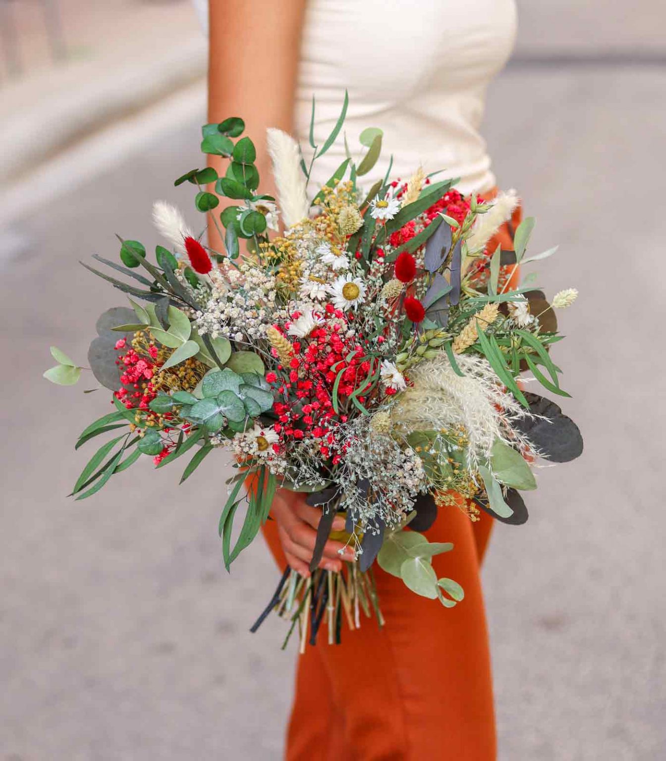 Ramo seco y preservado en rojo y blanco - Rubi