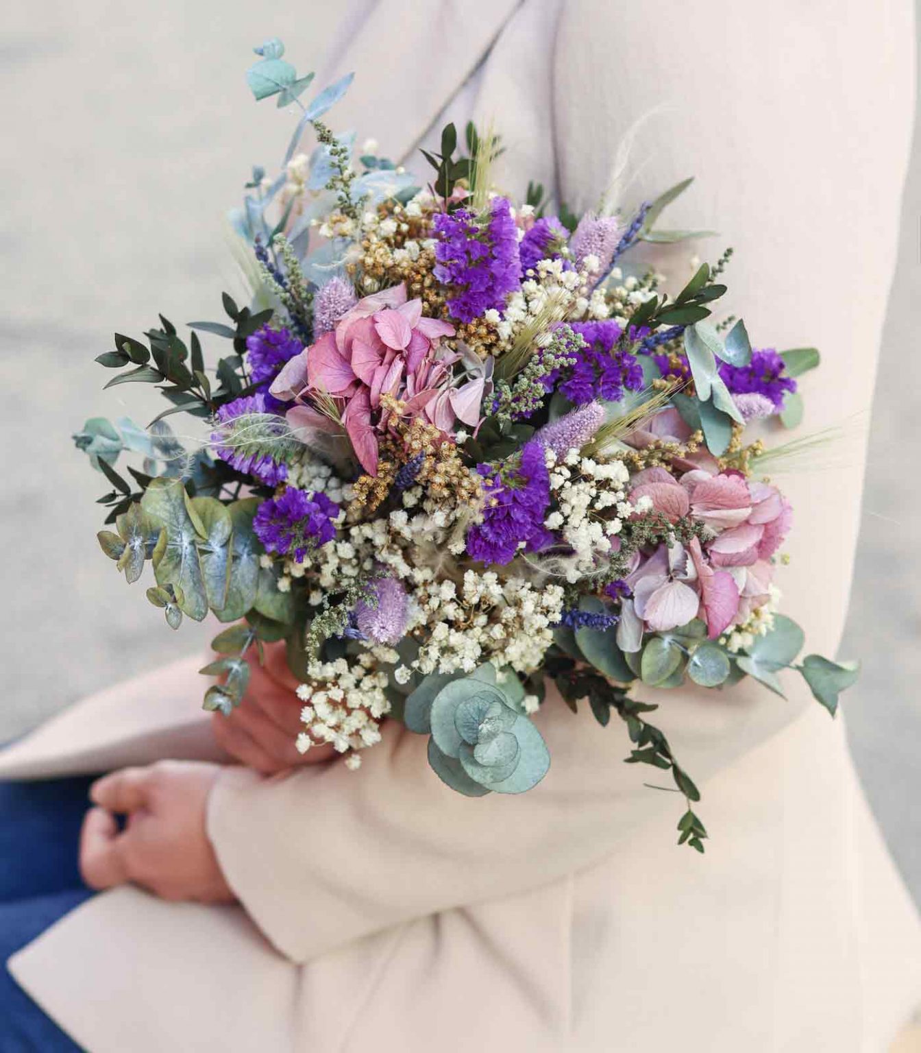 Ramo de novia Lila con hortensia preservada