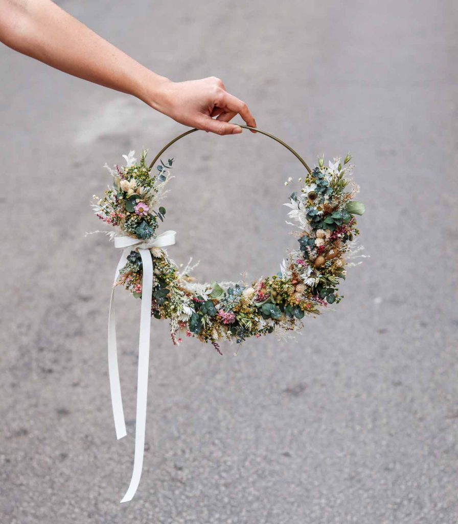 Aro de novia de flores preservadas - Melisa